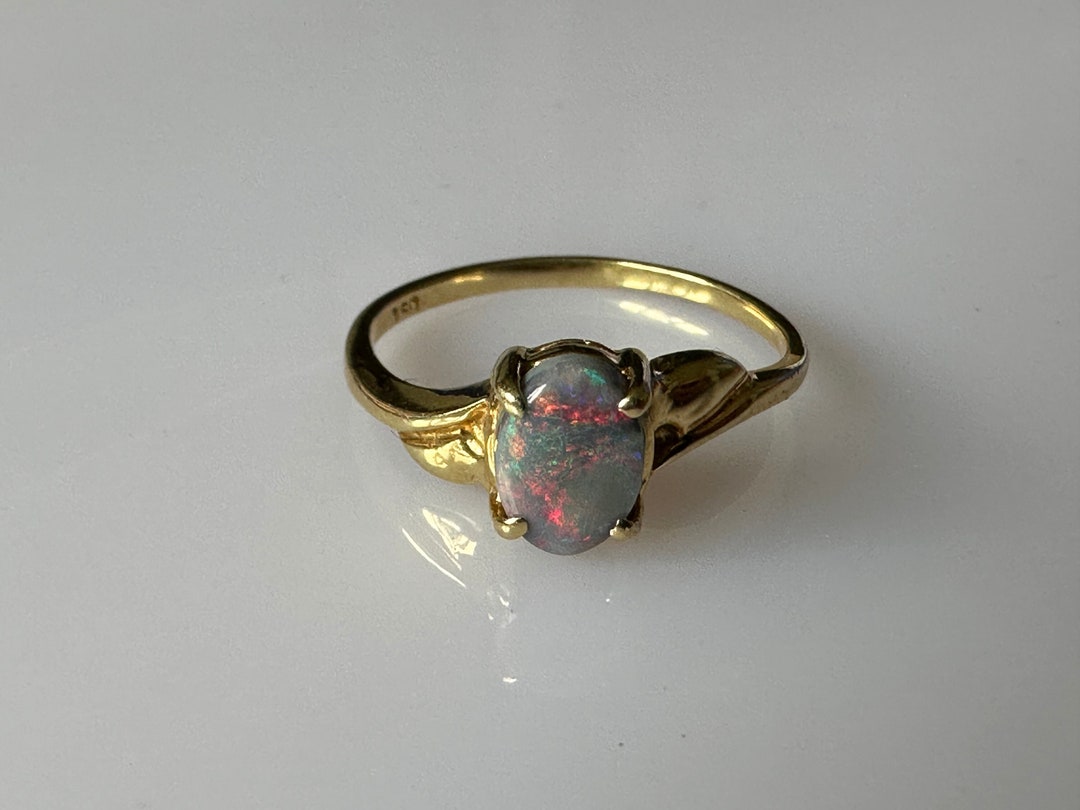 Vintage 18 Carat Gold Opal Doublet Ring - Etsy UK