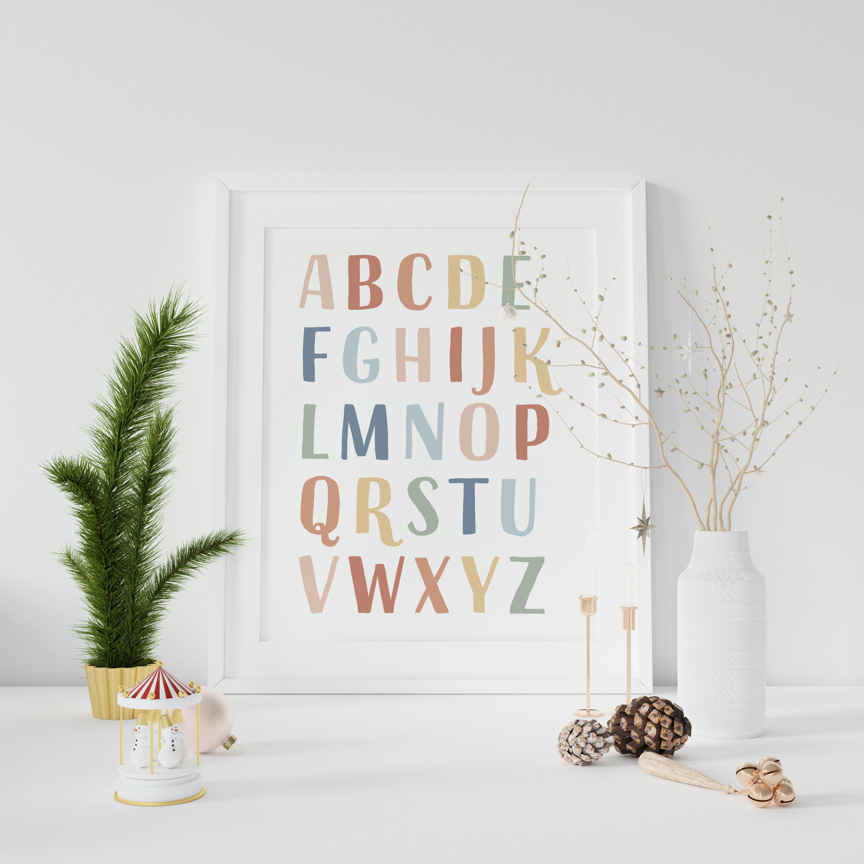 Rainbow Alphabet Poster ABC Kids Room Decor Educational Wall Art ...