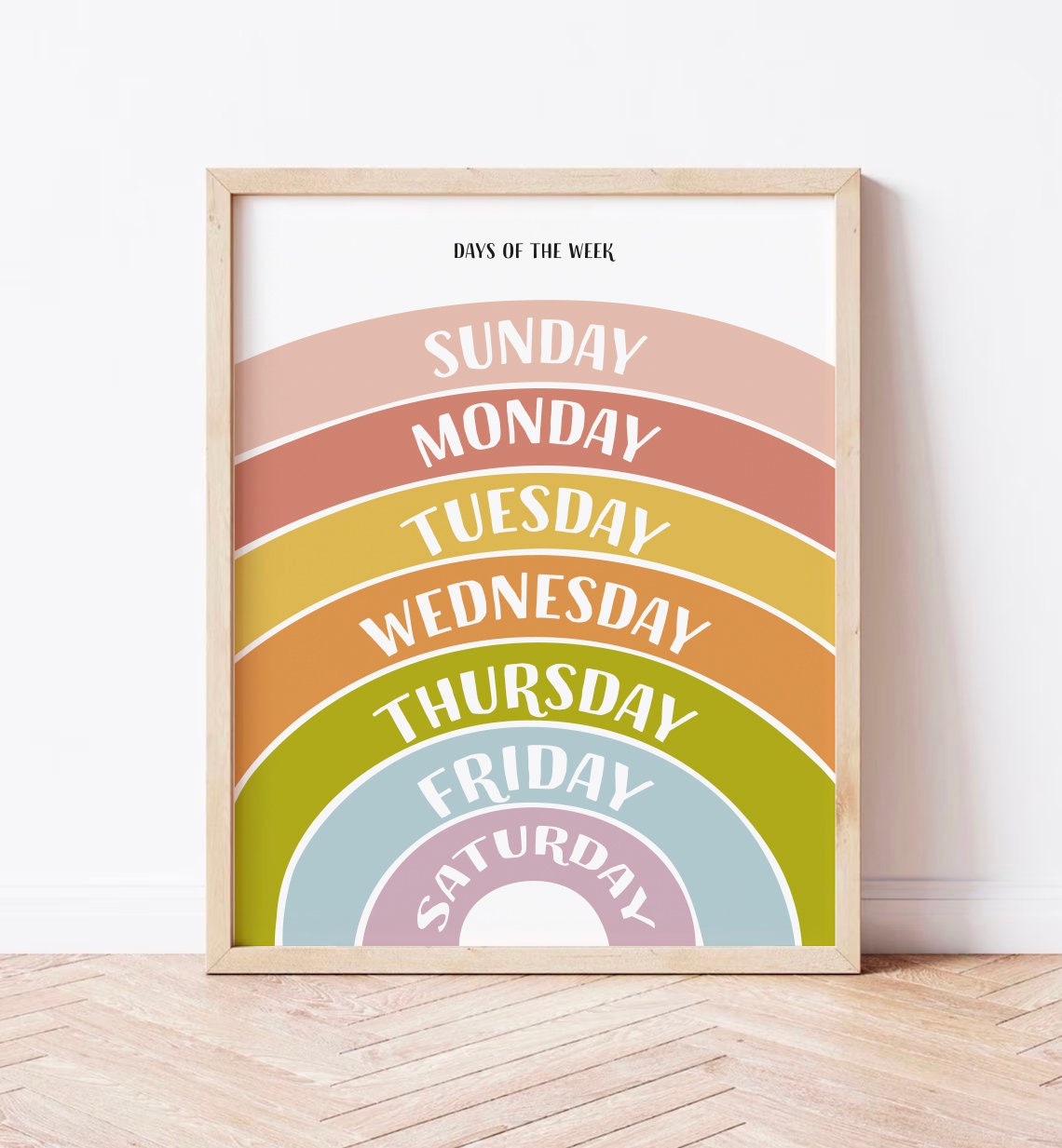 Rainbow Days of the Week, Playroom Educational Poster, Rainbow Nursery ...