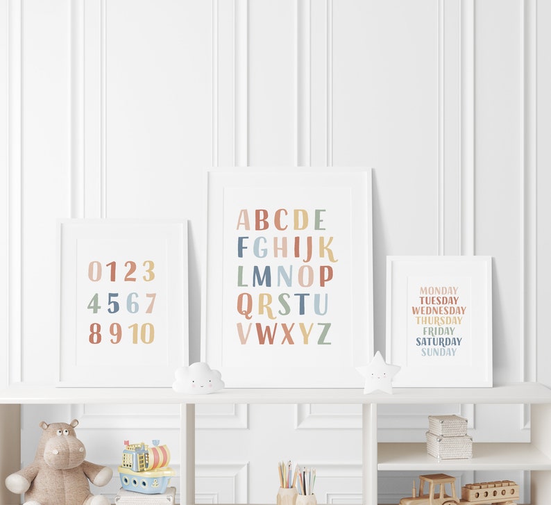 Rainbow Alphabet Poster ABC Kids Room Decor Educational Wall Art ...