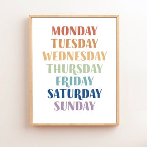 Days of the Week Classroom Posters, Printable Montessori Materials ...