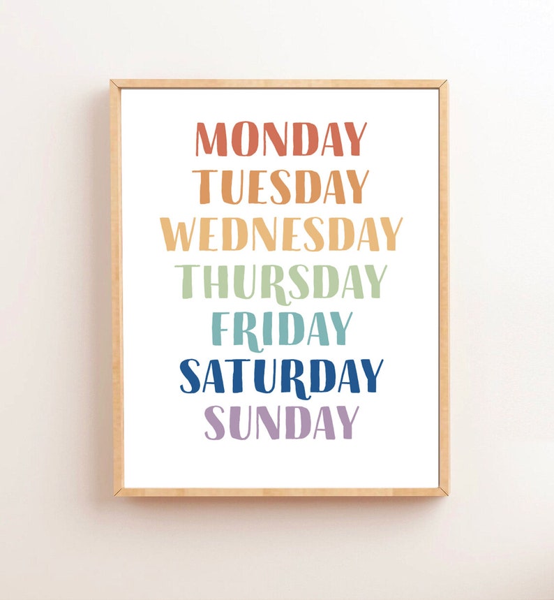 Days of the Week Classroom Posters, Printable Montessori Materials ...