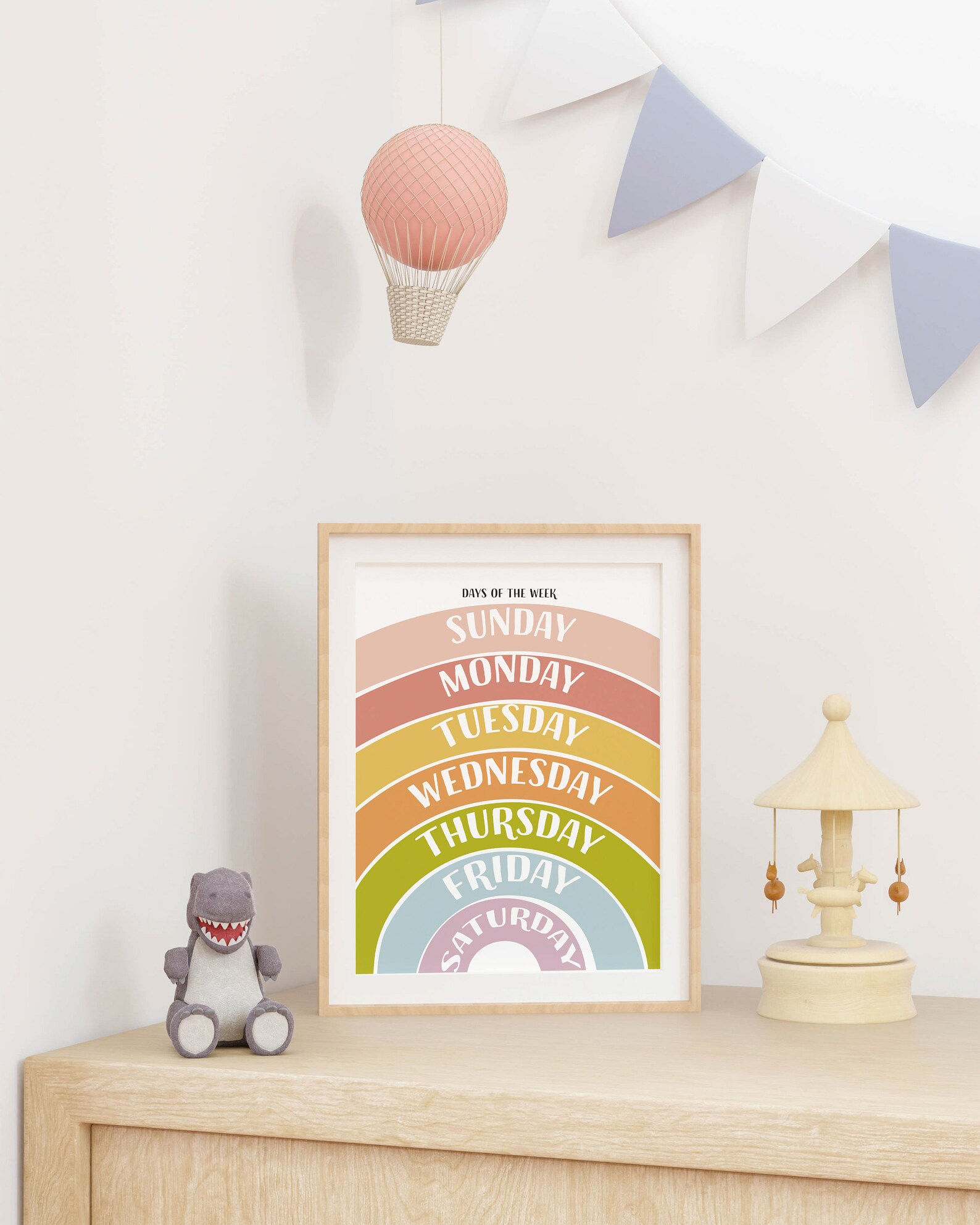 Rainbow Days of the Week, Playroom Educational Poster, Rainbow Nursery ...
