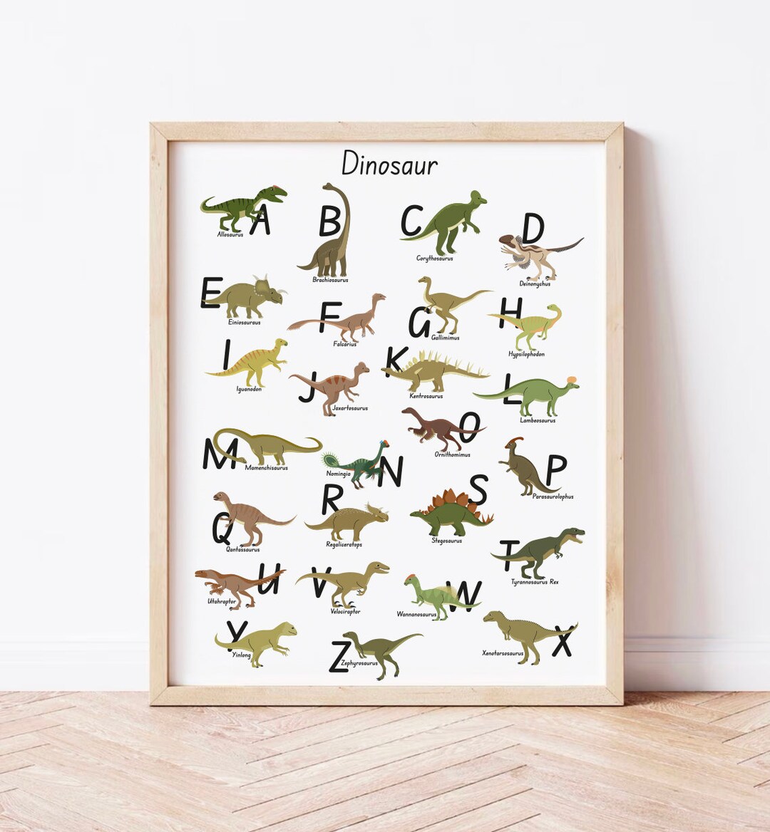 Dinosaur Alphabet Poster, Kids Children Learning, Nursery Decor ...