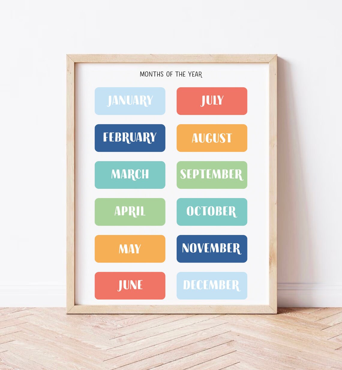 Rainbow Months of the Year Poster, Playroom Educational Poster, Rainbow ...