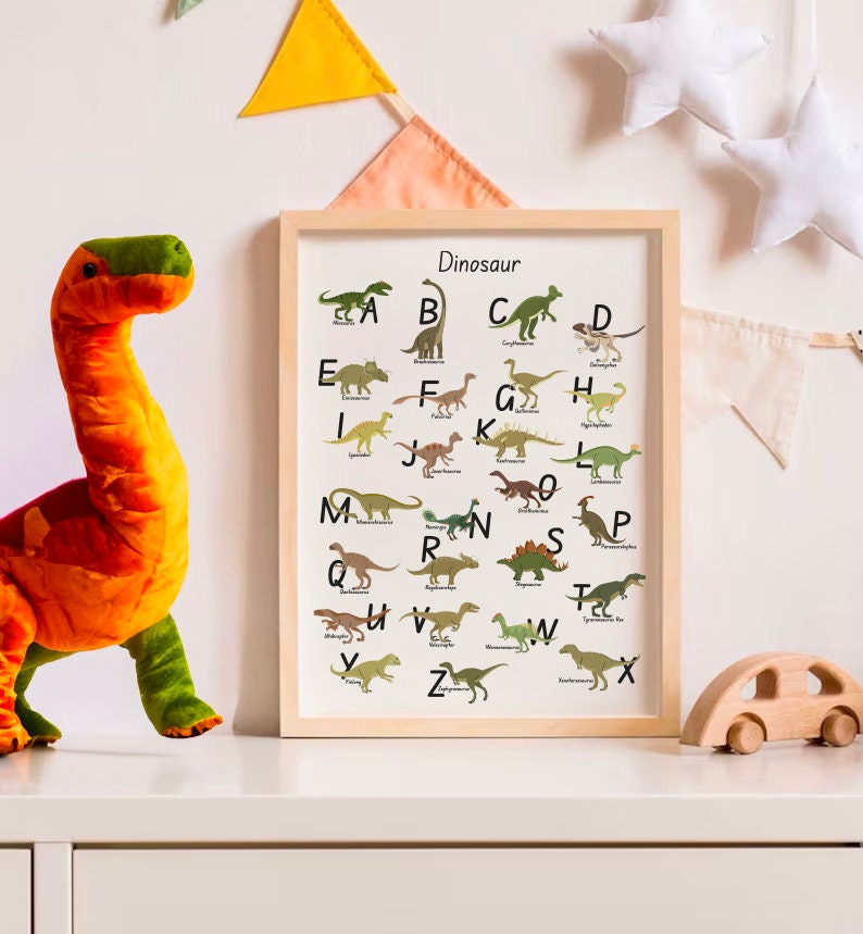 Dinosaur Alphabet Poster, Kids Children Learning, Nursery Decor ...