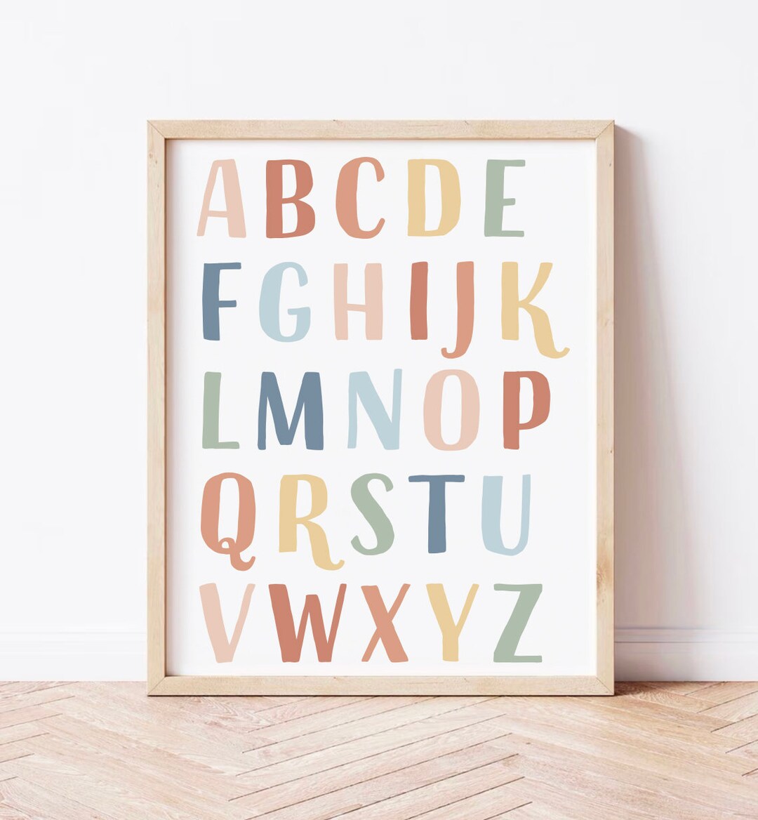 Rainbow Alphabet Poster ABC Kids Room Decor Educational Wall Art ...