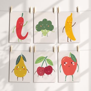 PRINTABLE Fruits and Vegetables Poster for Kids, Set of 2, Classroom ...