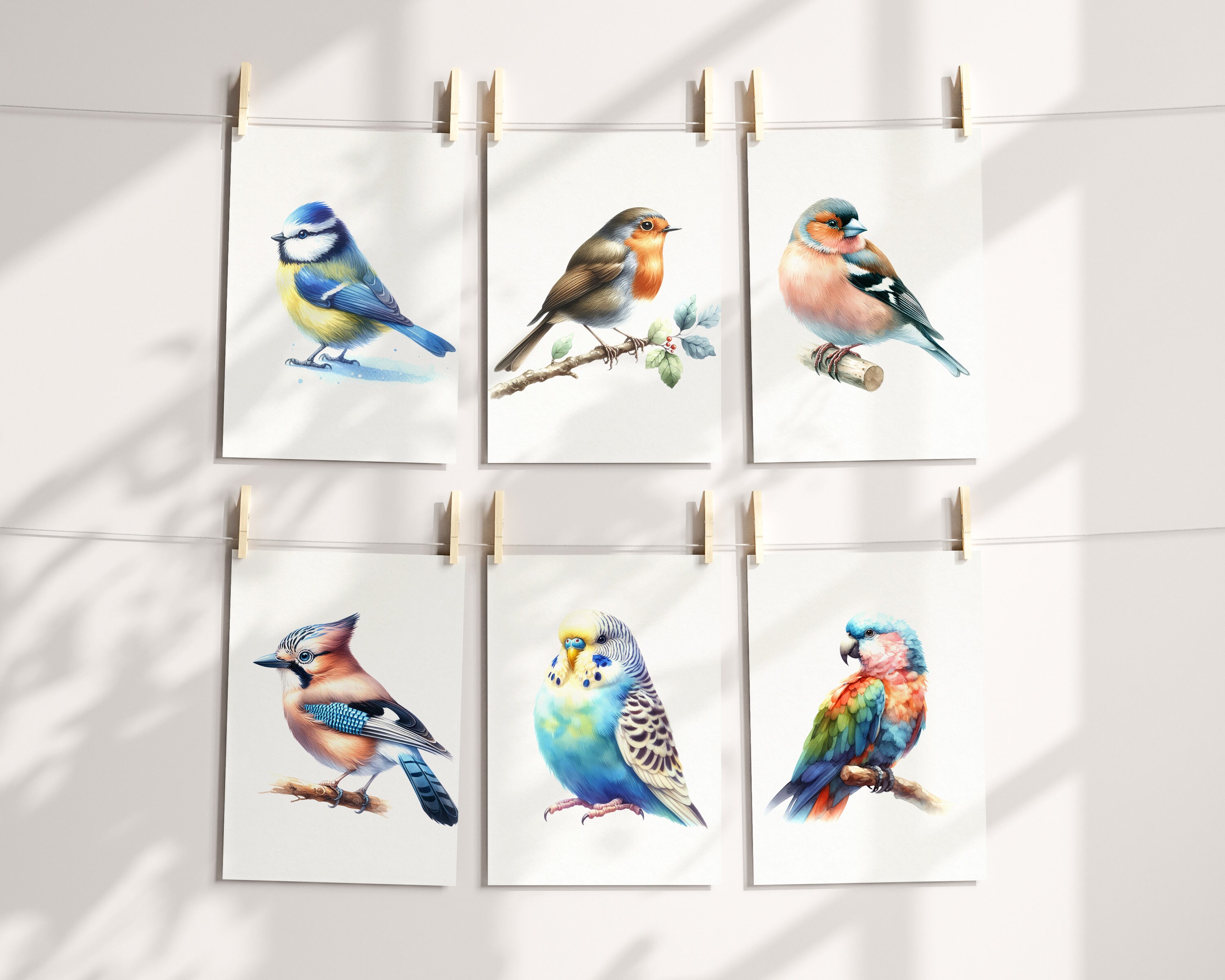 Watercolor Birds Print Set, Printable Bird Art Set, Bird Wall Art ...