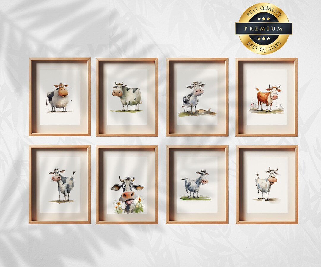 Cow Print, Watercolor Cow, PRINTABLE Wall Art, Pet Digital Artwork ...