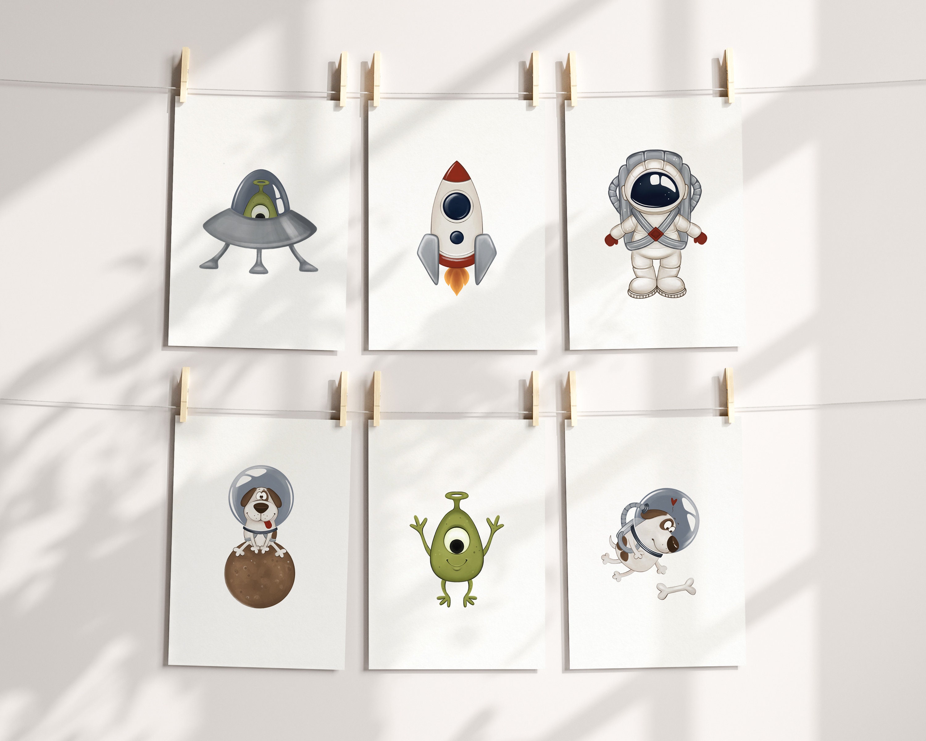 Outer Space Prints, Space Art, Moon Stars Rocket Sun, Space Posters ...