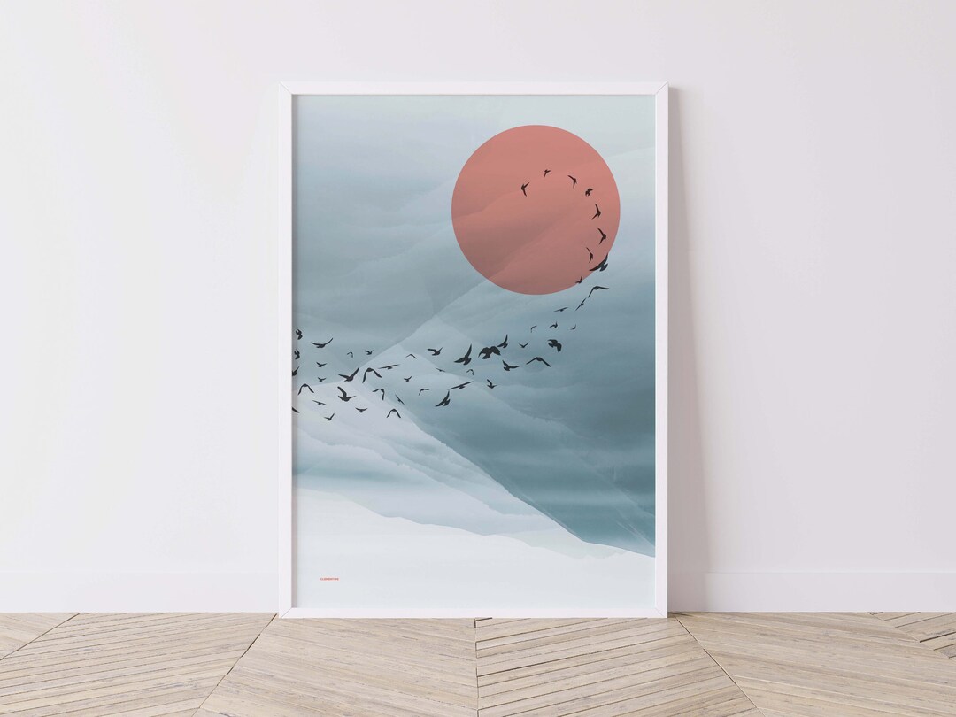 Original Clementine Wall Art Poster, Birds and Mountains. - Etsy