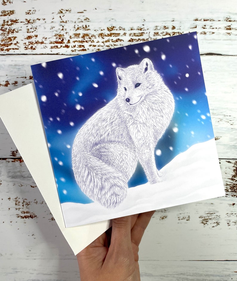 Arctic Fox Christmas Card, Luxury Greetings Card, Illustrated, Northern ...