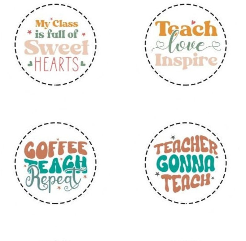 1-inch Retro Teacher Pinback Button Template - Badge for Educators ...
