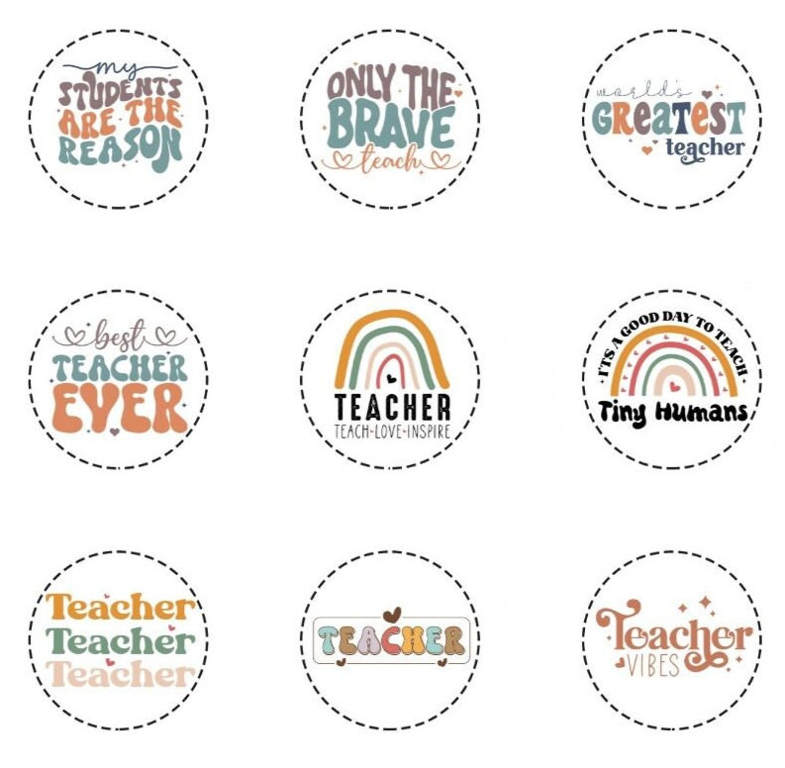 1-inch Retro Teacher Pinback Button Template - Badge for Educators ...