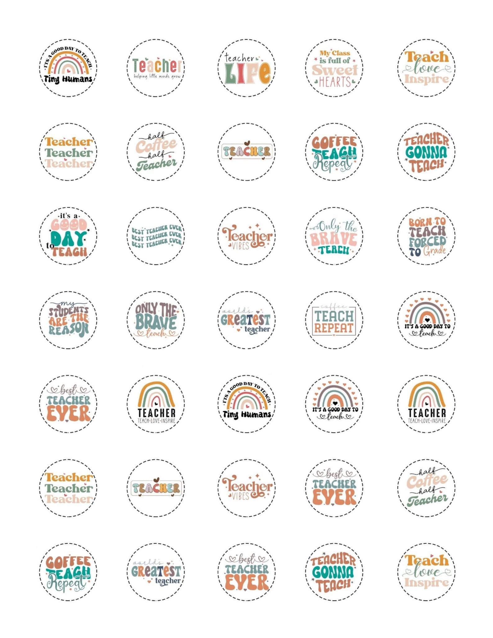 1-inch Retro Teacher Pinback Button Template - Badge for Educators ...