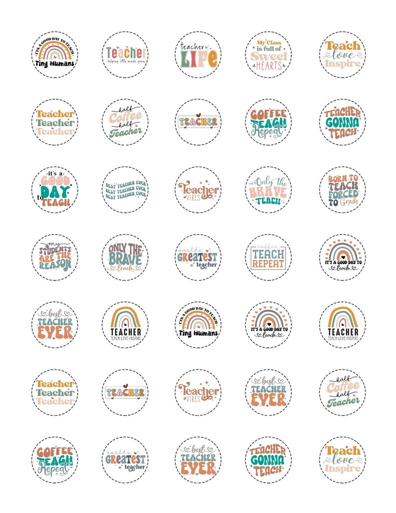 1-inch Retro Teacher Pinback Button Template - Badge for Educators ...