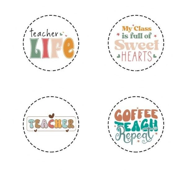 1-inch Retro Teacher Pinback Button Template - Badge for Educators ...