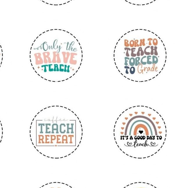 1-inch Retro Teacher Pinback Button Template - Badge for Educators ...