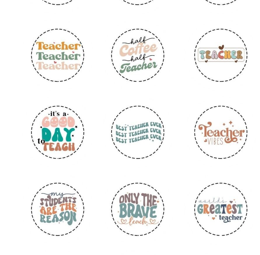 1-inch Retro Teacher Pinback Button Template - Badge for Educators ...