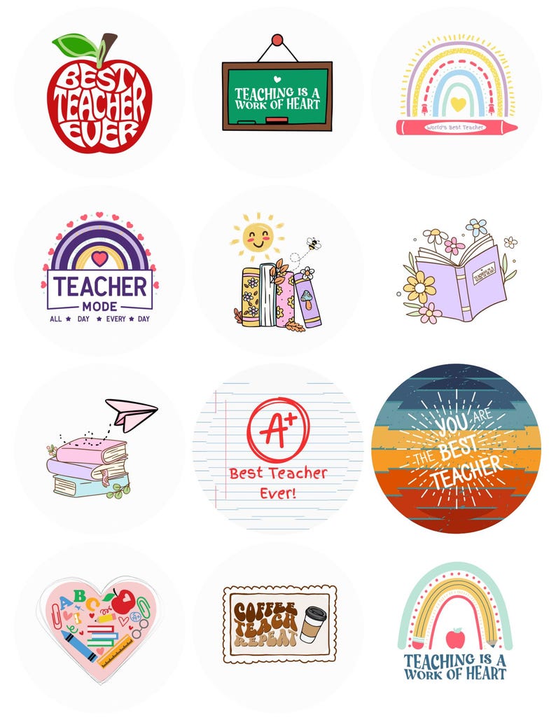 2.25 Inch Button Templates, Teacher Theme, Printable Downloads, - Etsy