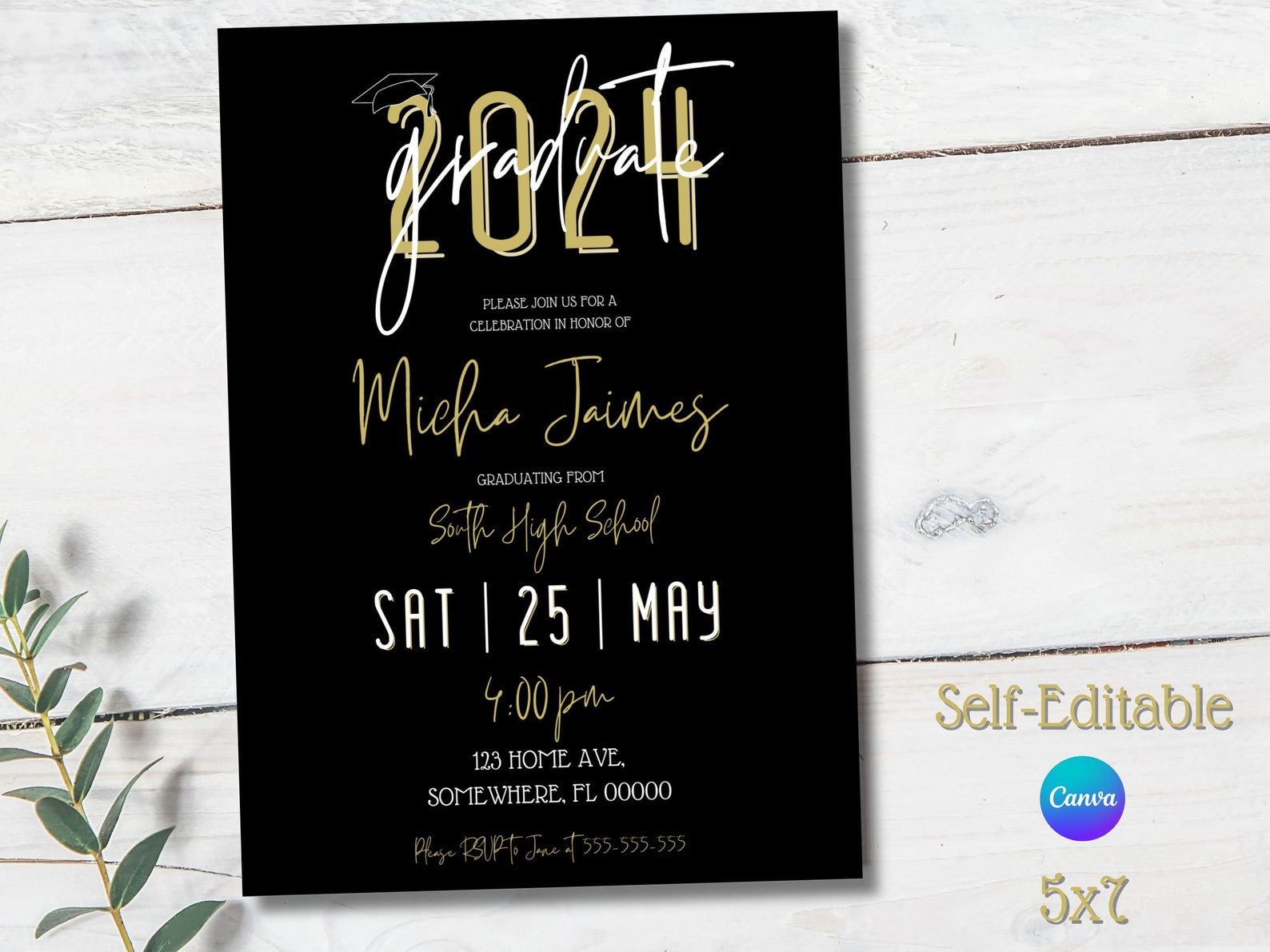 Graduation Invitation, 2024 Graduation Party Invitation Template ...