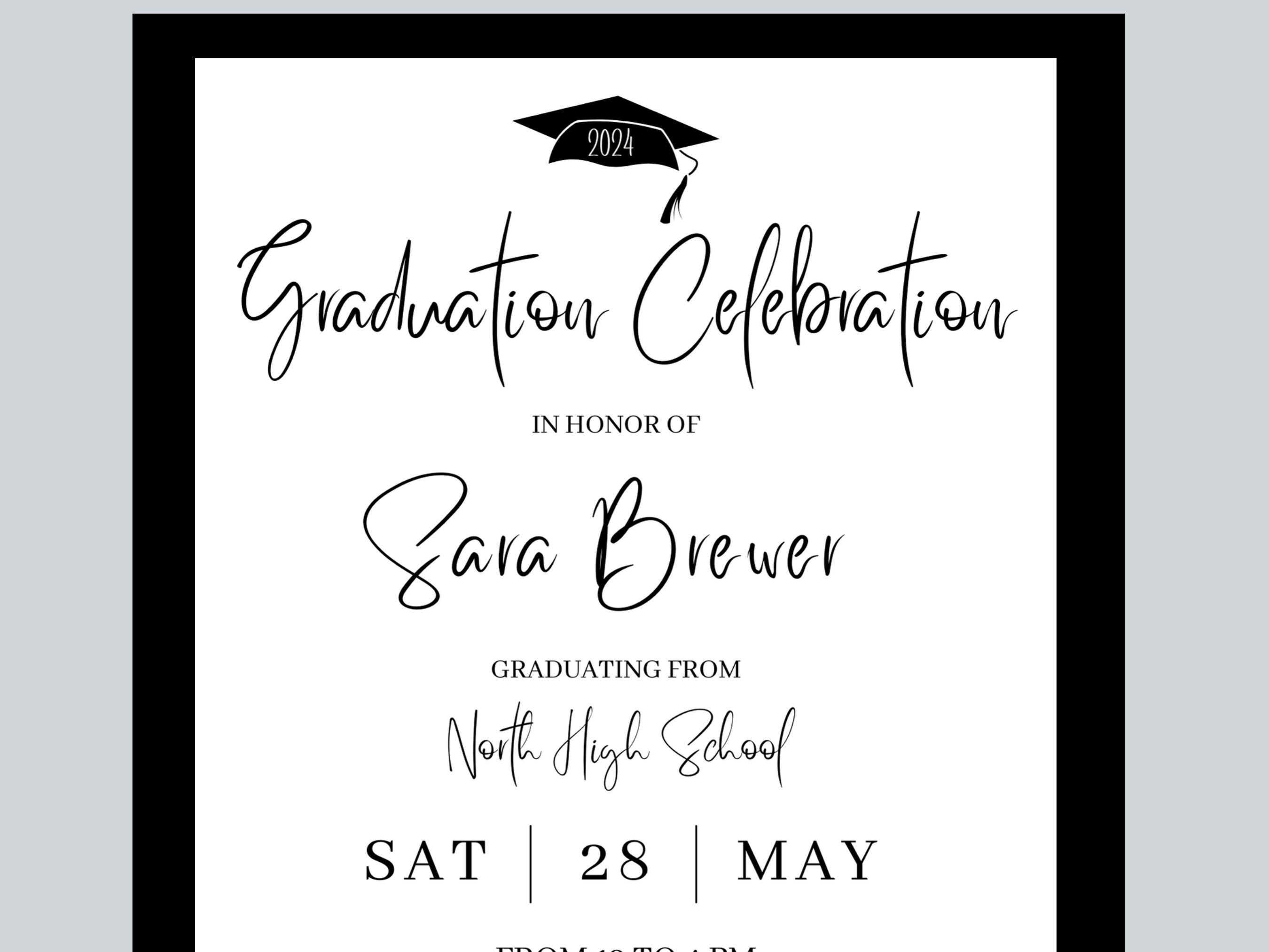 Graduation Photo Invitation 2024, Graduation Party Invitation Template ...