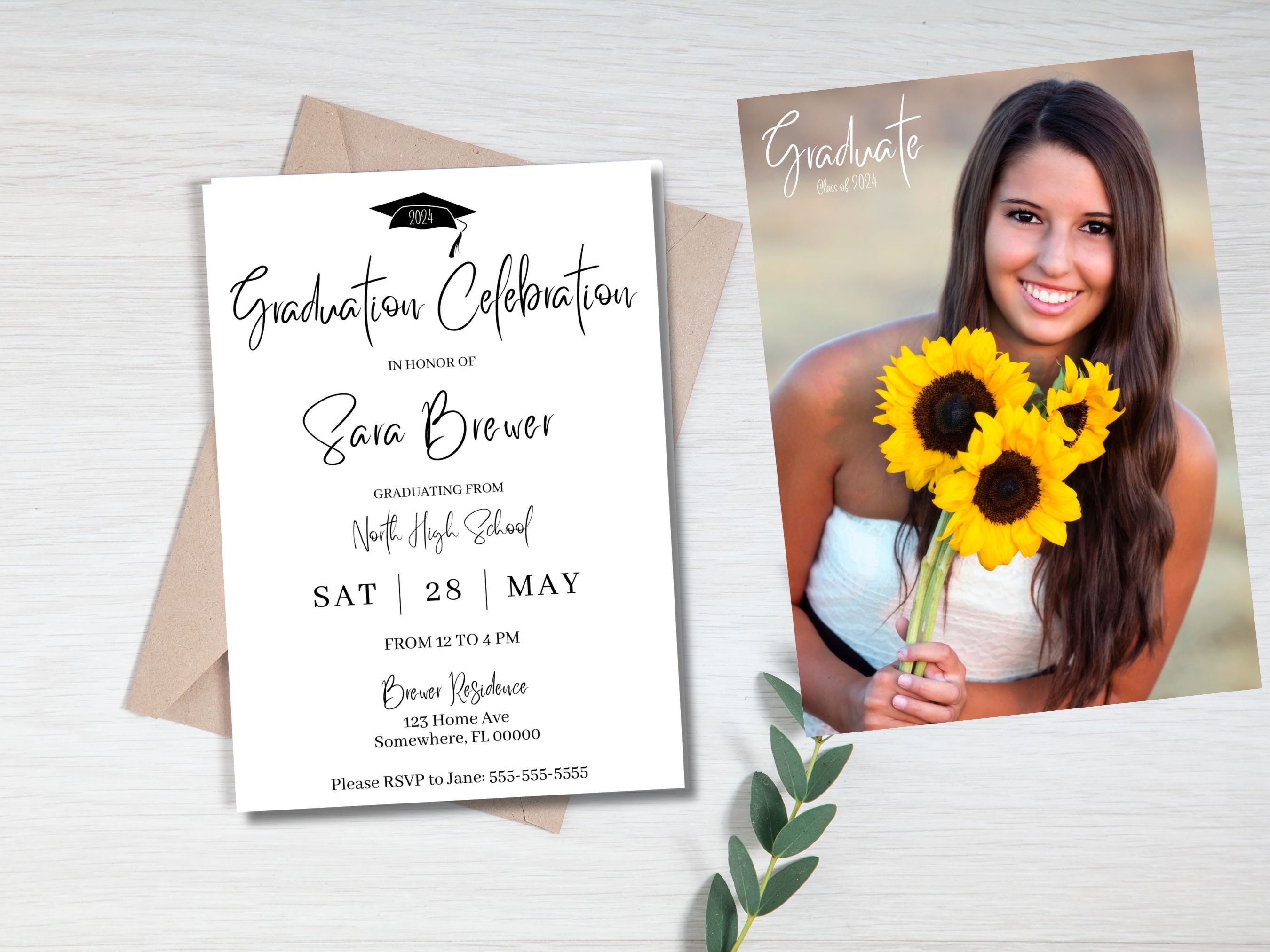 Graduation Photo Invitation 2024, Graduation Party Invitation Template ...
