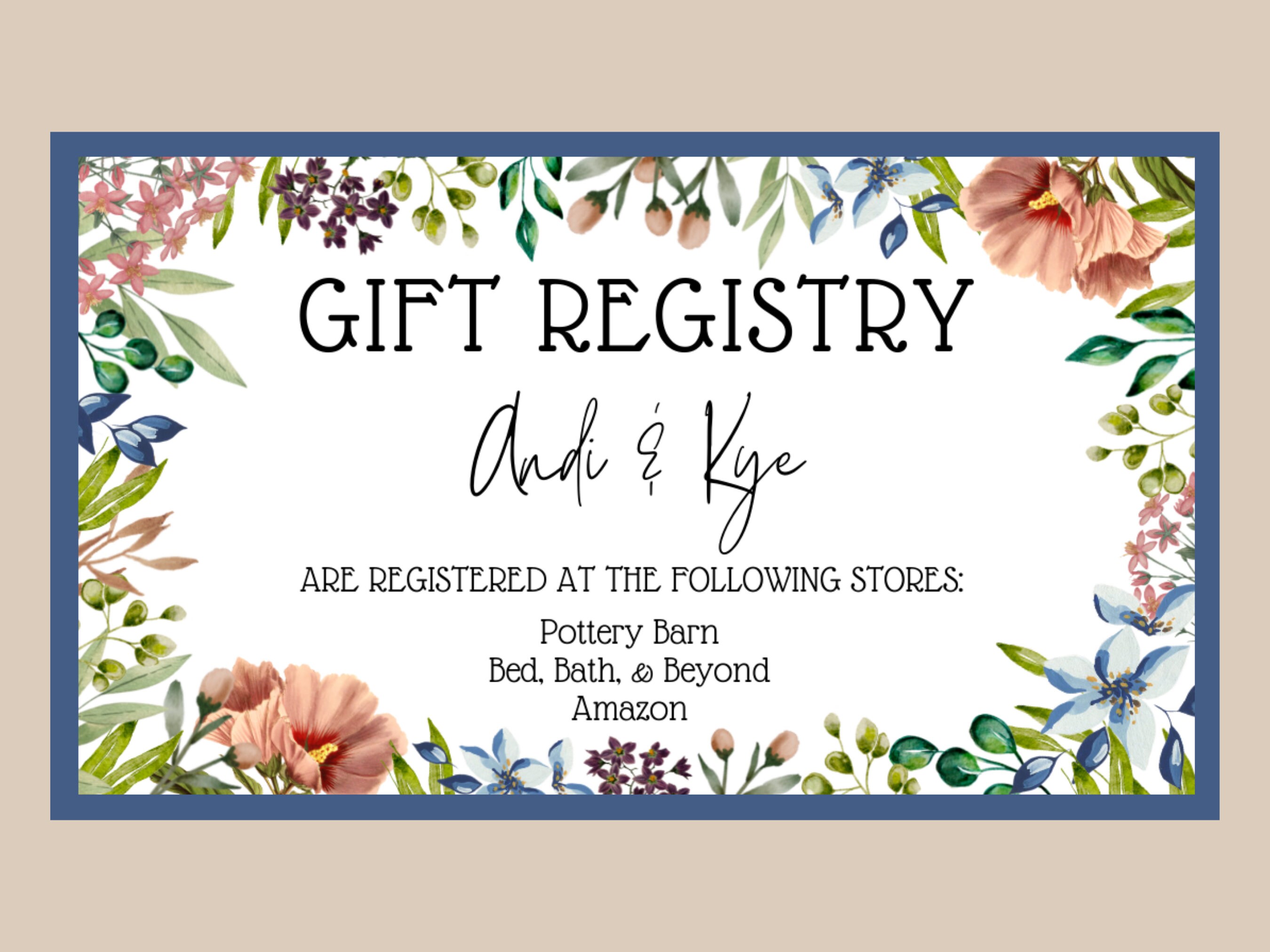 Bridal Shower Invitation, Registry Card Template, Bridal Brunch ...