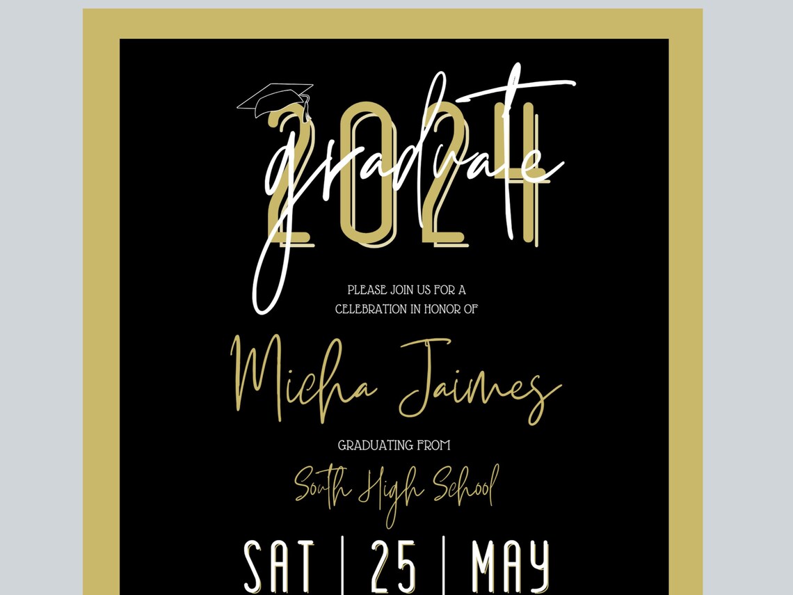 Graduation Invitation, 2024 Graduation Party Invitation Template ...