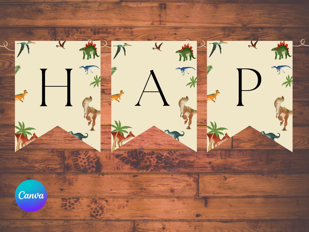 Dinosaur Banner Pennants, Modern Dinosaur Decorations, Self-edit ...