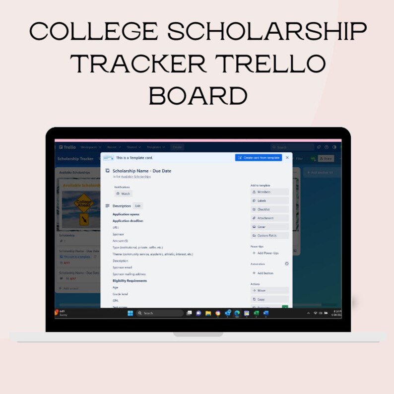 Scholarship Tracker Trello Board: Organize Your Path to Success! - Etsy