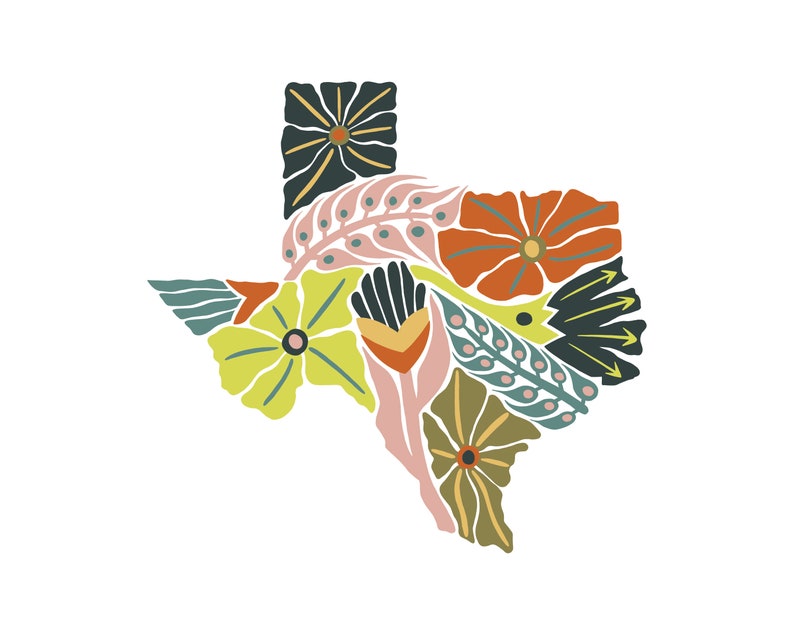 Texas Flower Art Print | TX Print | TX Wall Art - Etsy