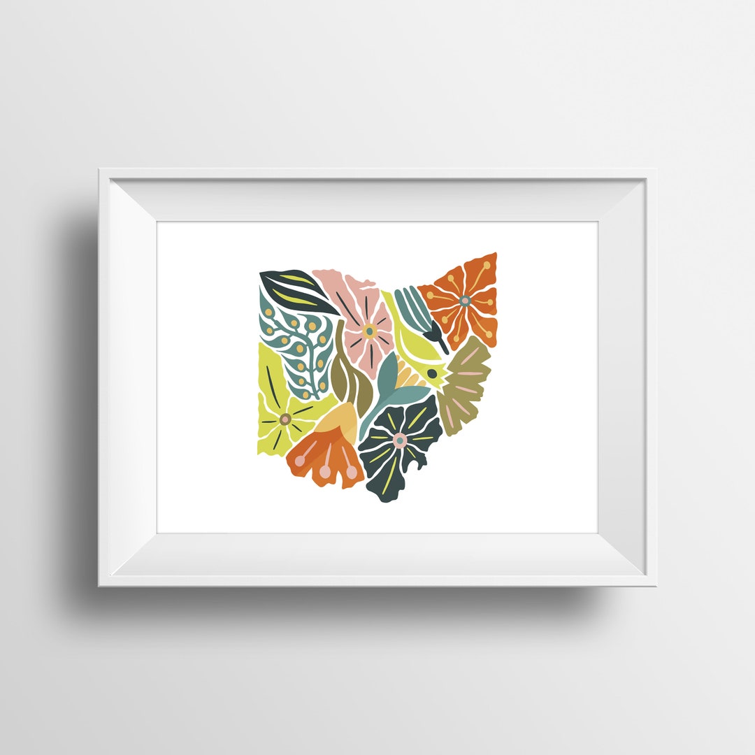 Ohio Flower Art Print OH Print Ohio Wall Art - Etsy