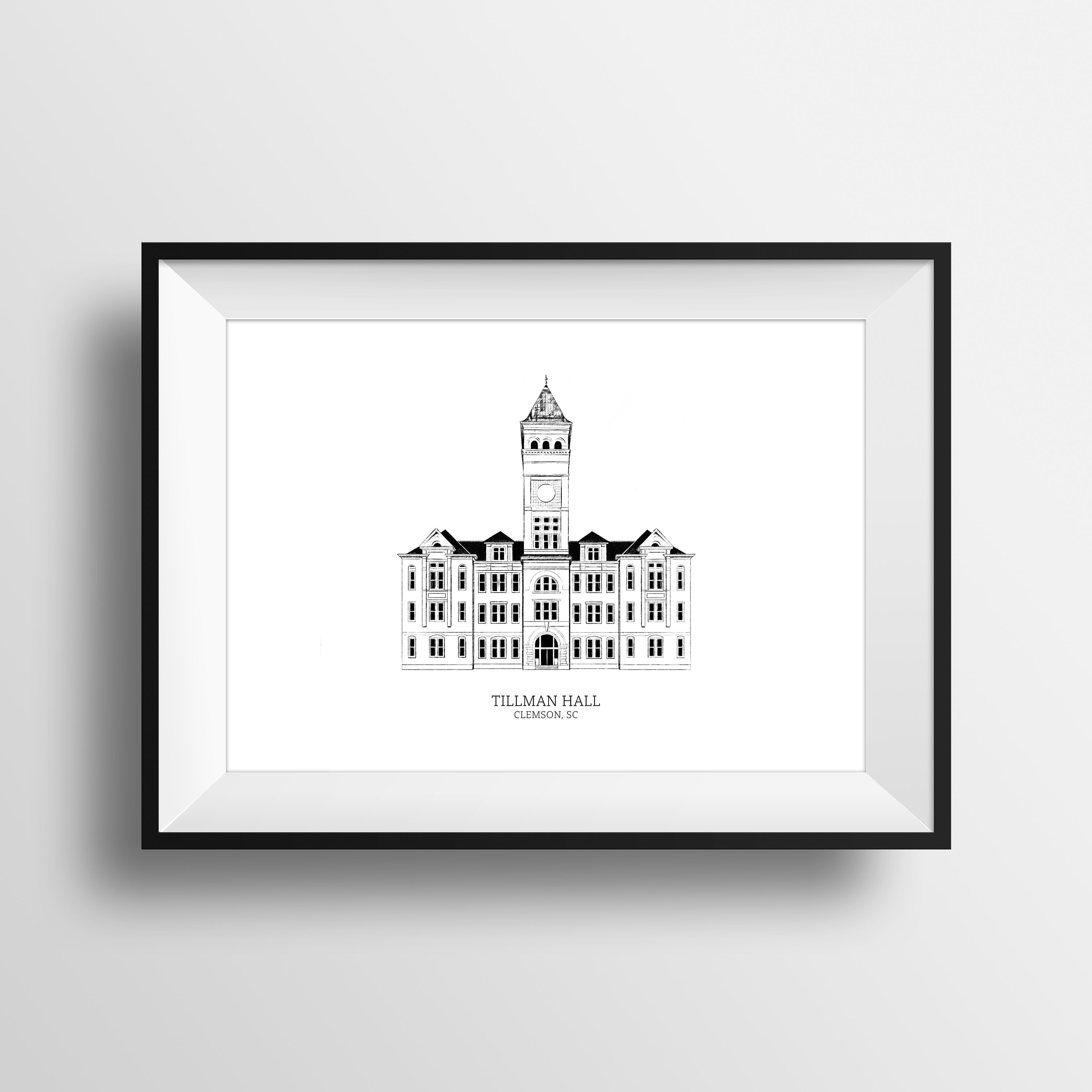 Tillman Hall Landmark Art Print Clemson, SC Graduation & Alumni Gift - Etsy