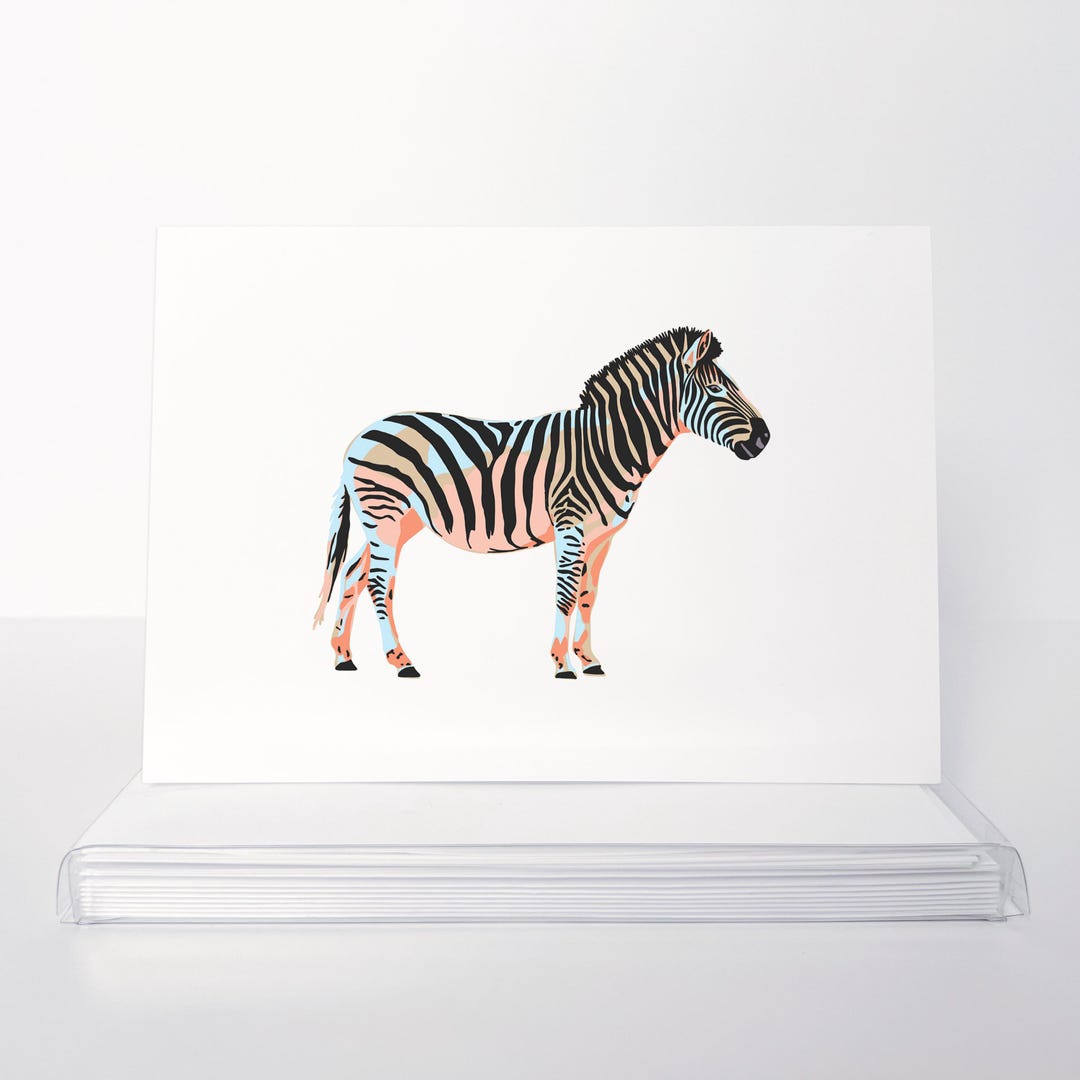 Colorful Zebra Box Set of Blank Folded Note Cards | 5x7 - Etsy
