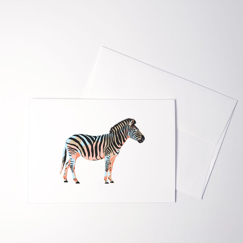 Colorful Zebra Box Set of Blank Folded Note Cards | 5x7 - Etsy