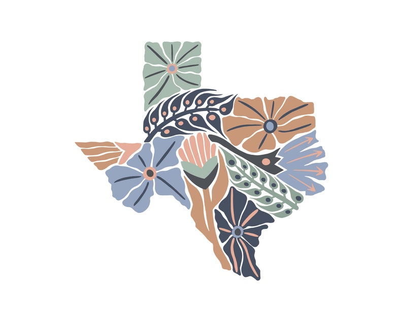 Texas Flower Art Print | TX Print | TX Wall Art - Etsy
