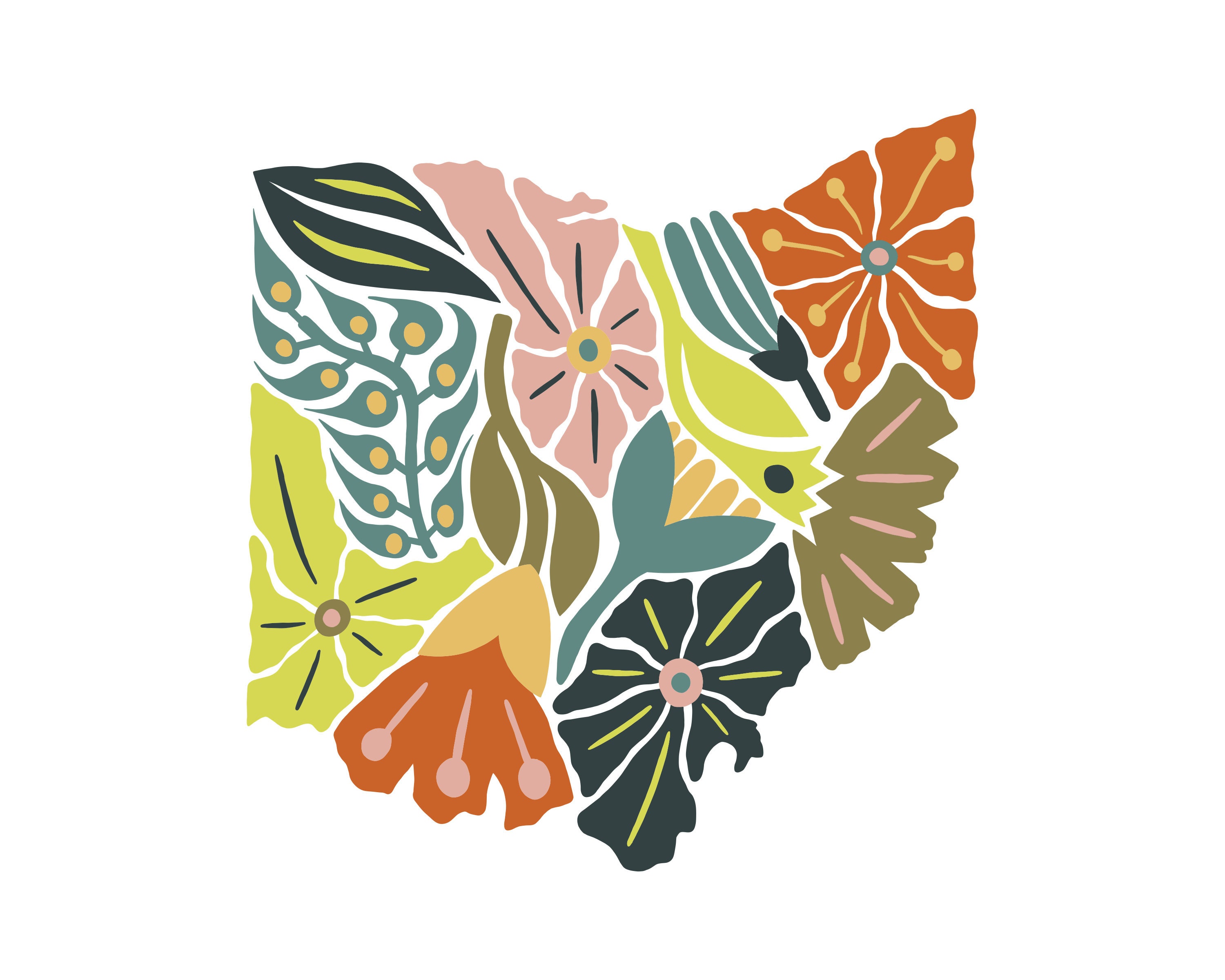 Ohio Flower Art Print OH Print Ohio Wall Art - Etsy