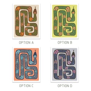 Colorful Snake Art Print. Colorful Snake Artwork. Flower Art Print ...