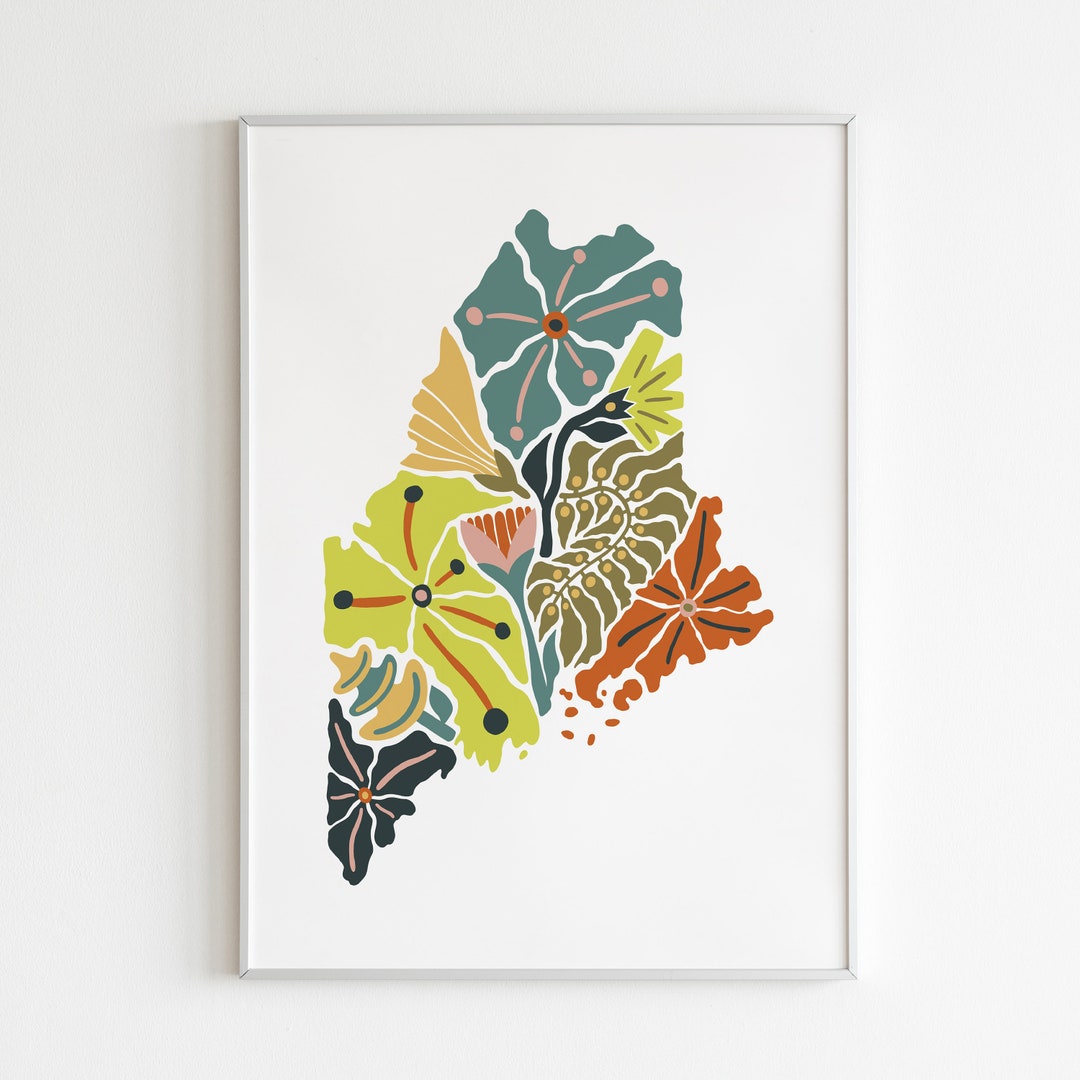 Maine Flower Art Print | ME Print | State Wall Art, Gift, Decor - Etsy