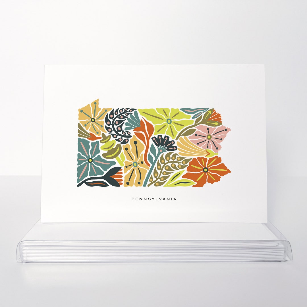 Pennsylvania Floral Design Set of Blank Folded Note Cards | 5x7 - Etsy
