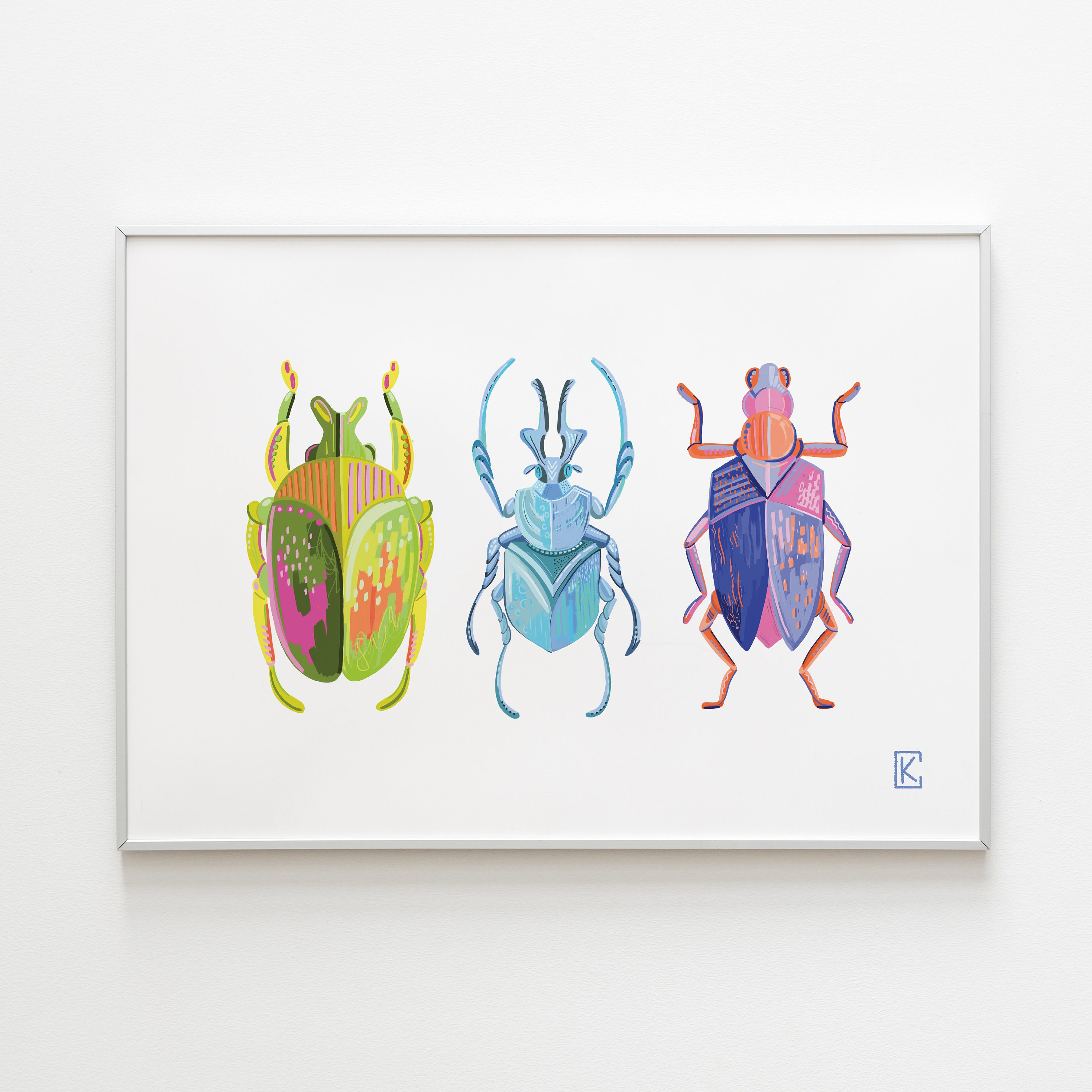 Beetles Art Print. Colorful Insect Art. Insect Wall Art. Fun Bug Print ...