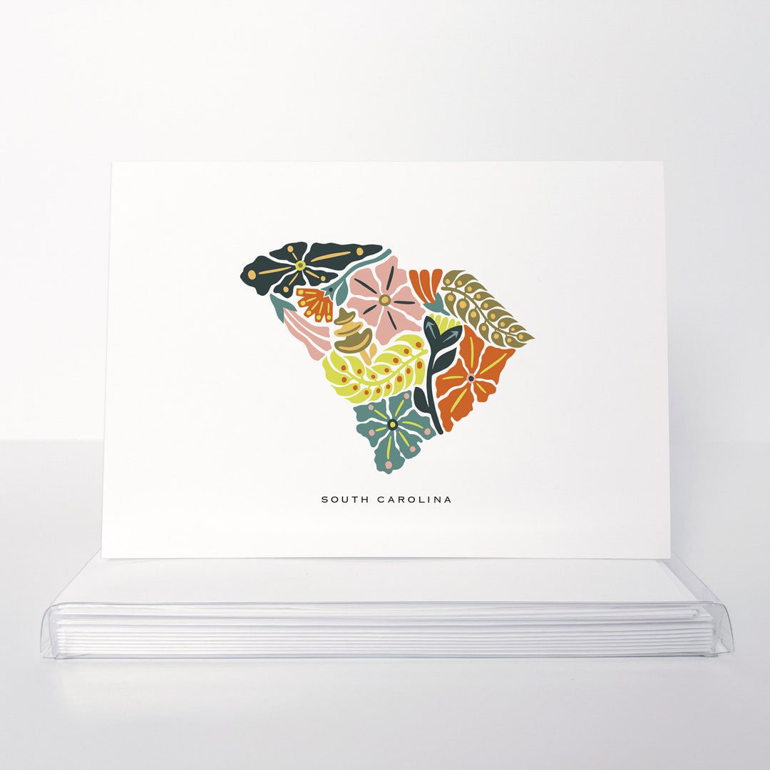 South Carolina Floral Design Set of Blank Note Cards | 5x7 - Etsy