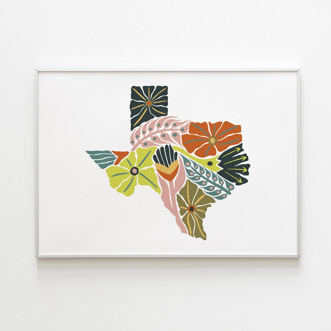 Texas Flower Art Print | TX Print | TX Wall Art - Etsy