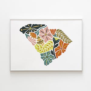South Carolina Flower Art Print | SC Print | SC Wall Art - Etsy