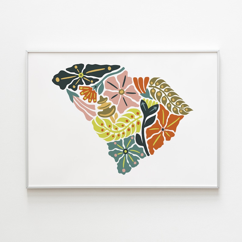 South Carolina Flower Art Print | SC Print | SC Wall Art - Etsy
