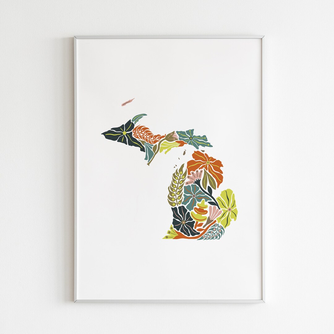 Michigan Flower Art Print | Michigan Print | MI Wall Art - Etsy