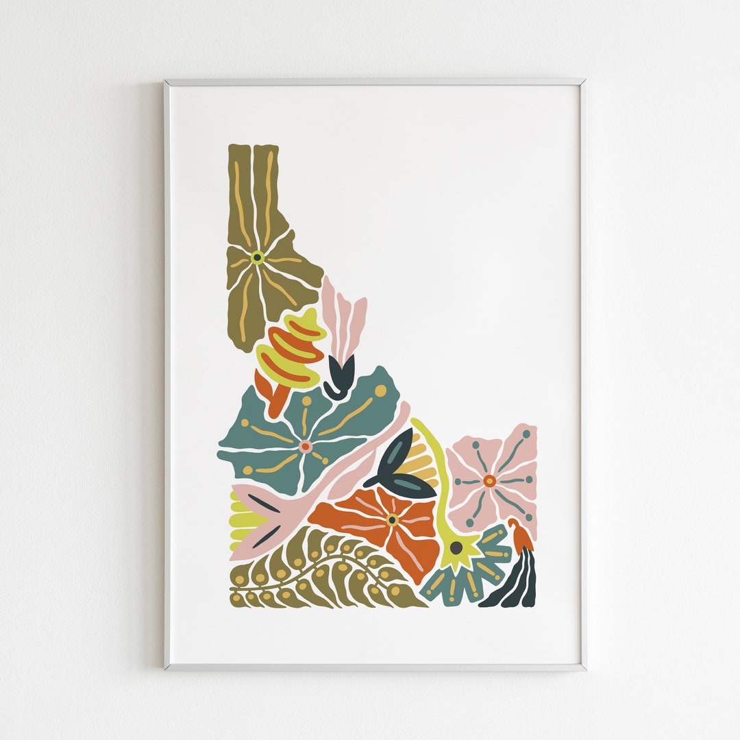 Idaho Flower Art Print | ID Print | State Wall Art, Gift, Idaho Decor ...