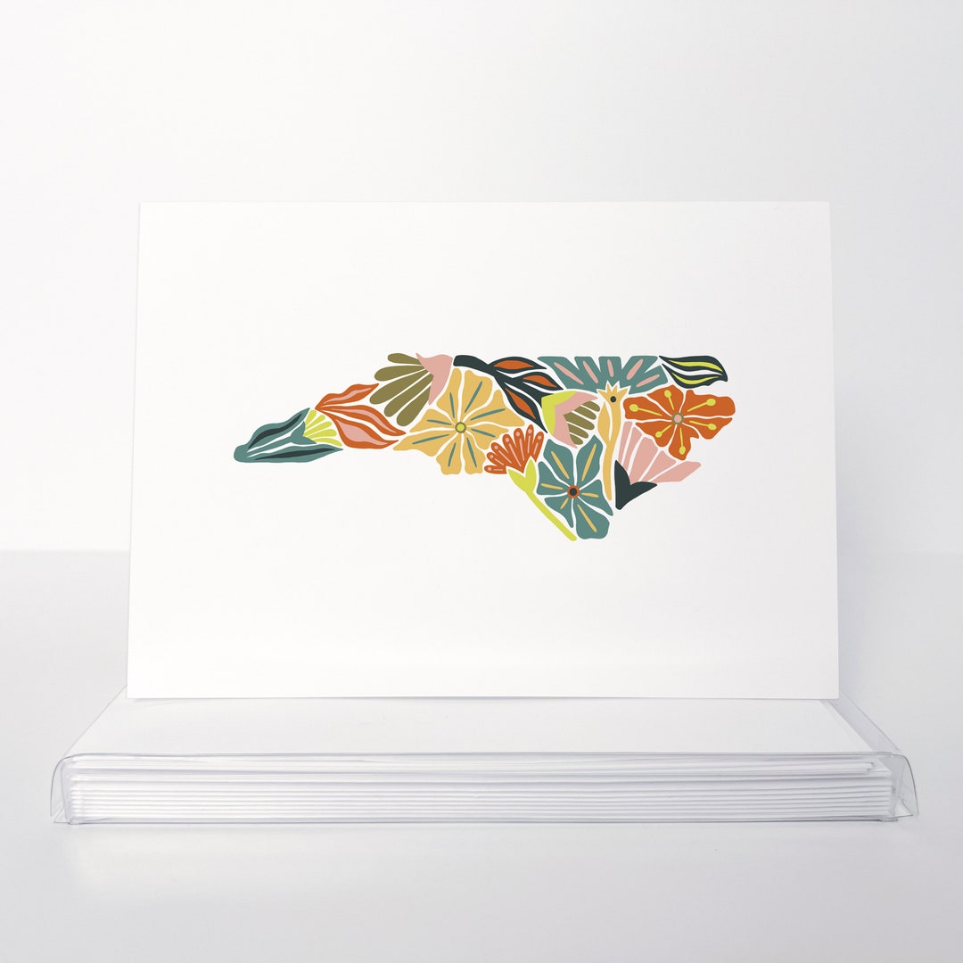 North Carolina Floral Design Box Set of Blank Note Cards | 5x7 - Etsy